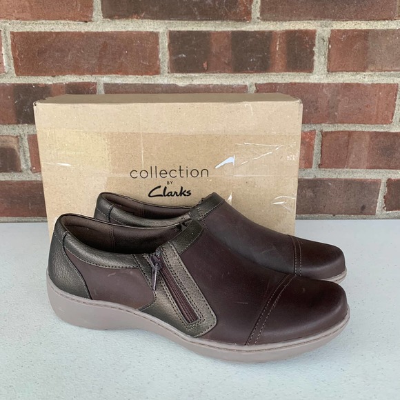 Clarks | Shoes | Clarks Cora Giny Taupe Leather Round Toe Zipper ...